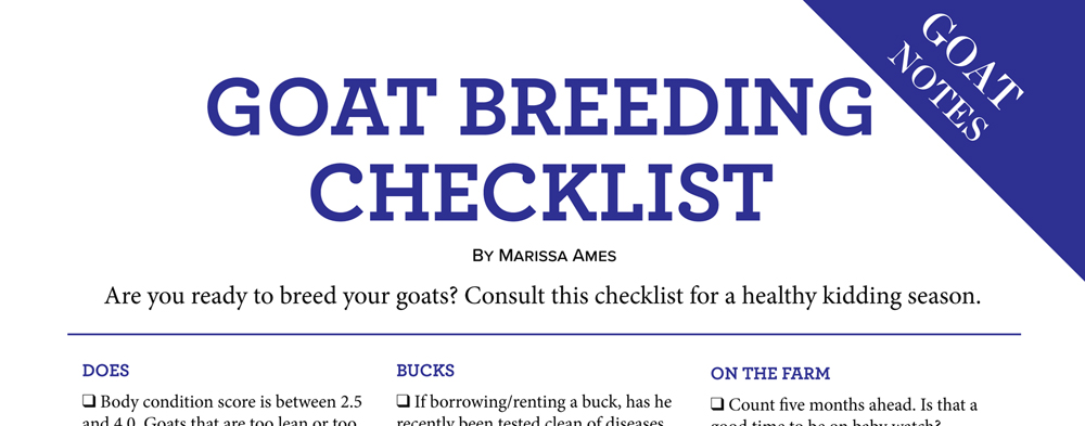 Goat Breeding Checklist - Goat Journal